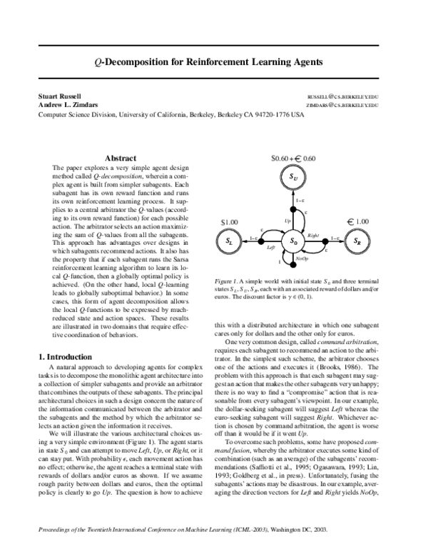 (PDF) Q-Decomposition for Reinforcement Learning Agents