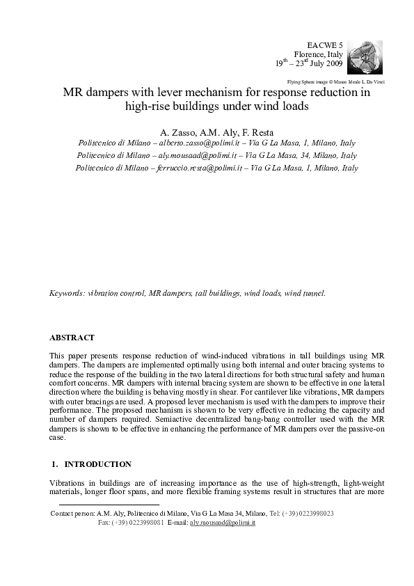 (PDF) MR dampers with lever mechanism for response reduction in high ...