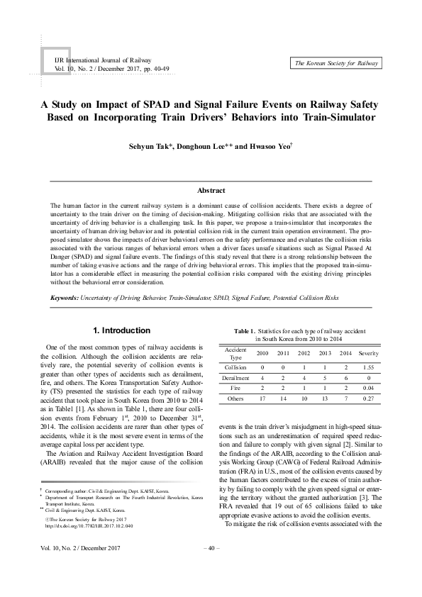 (PDF) A Study on Impact of SPAD and Signal Failure Events on Railway ...