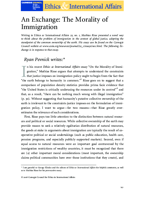 (PDF) An Exchange: The Morality of Immigration