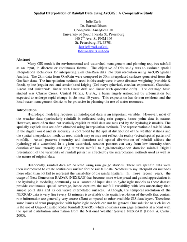 Pdf Spatial Interpolation Of Rainfall Data Using Arcgis A