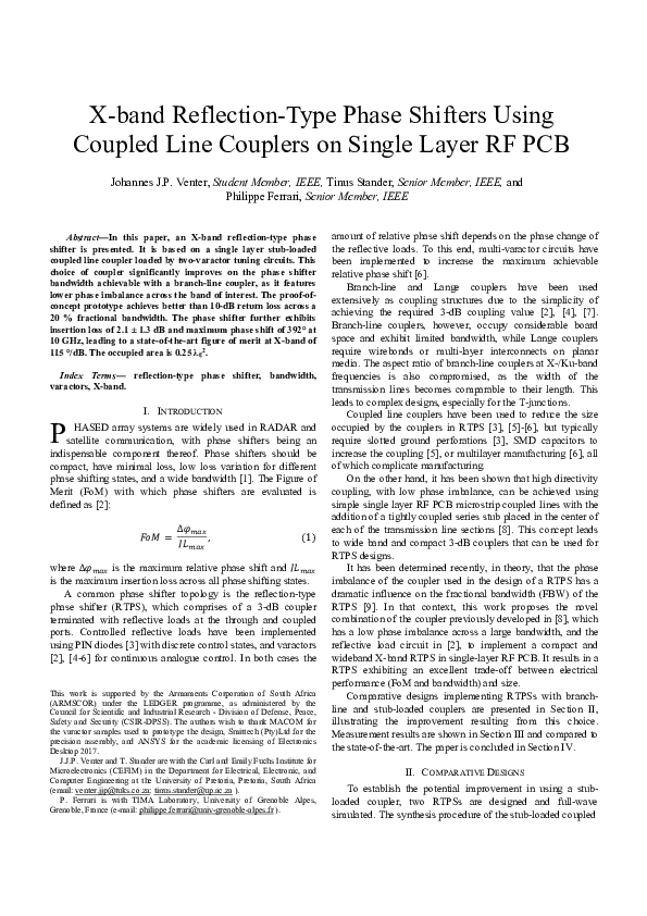 (PDF) $X$ -Band Reflection-Type Phase Shifters Using Coupled-Line ...