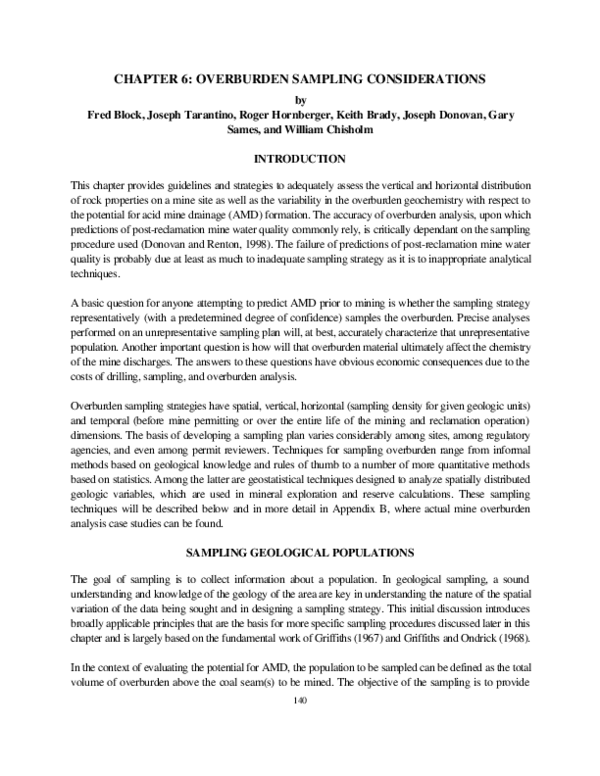 (PDF) Overburden Sampling Strategies for AMD Prediction