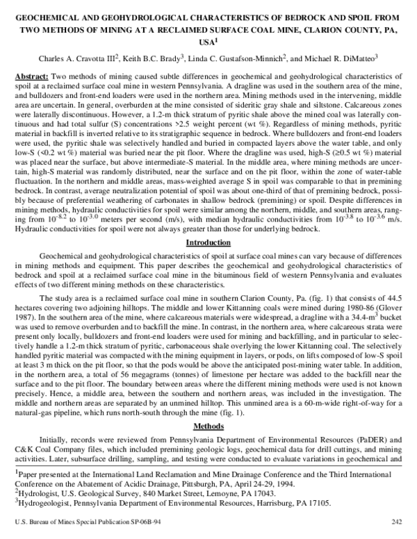 (PDF) Geochemical and Geohydrological Characteristics of Bedrock and ...