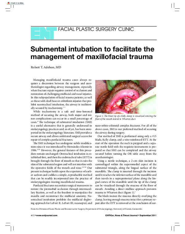 (PDF) Submental intubation to facilitate the management of ...