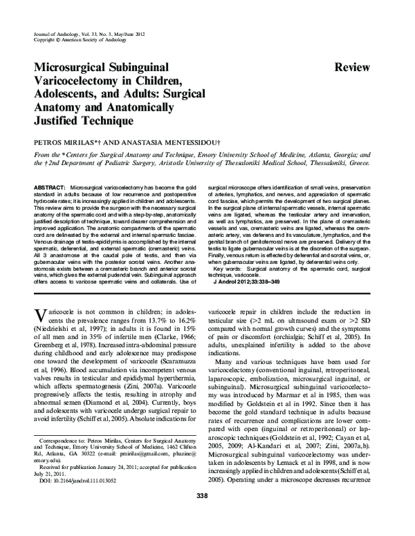 (PDF) Microsurgical Subinguinal Varicocelectomy in Children ...
