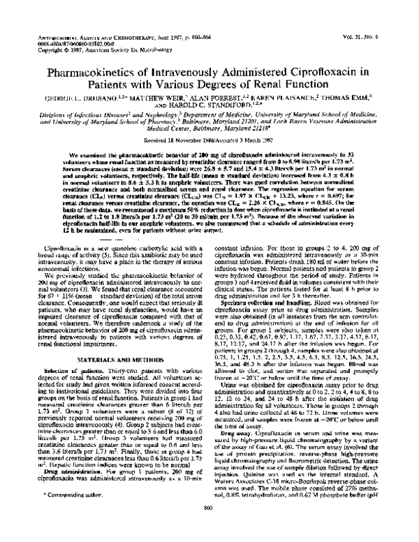 (PDF) Pharmacokinetics of intravenously administered cefmetazole and ...