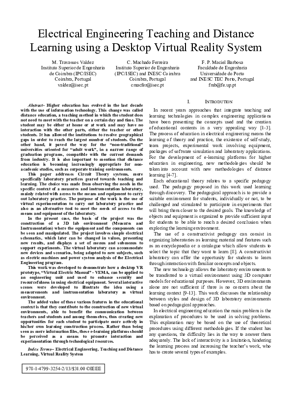 (PDF) Electrical engineering teaching and distance learning using a ...
