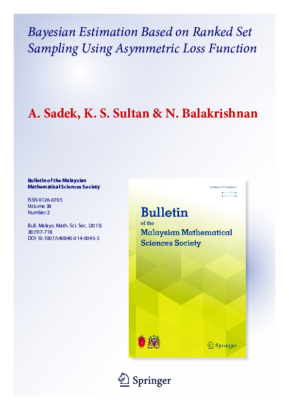 Pdf Bayesian Estimation Based On Ranked Set Sampling Using Asymmetric Loss Function