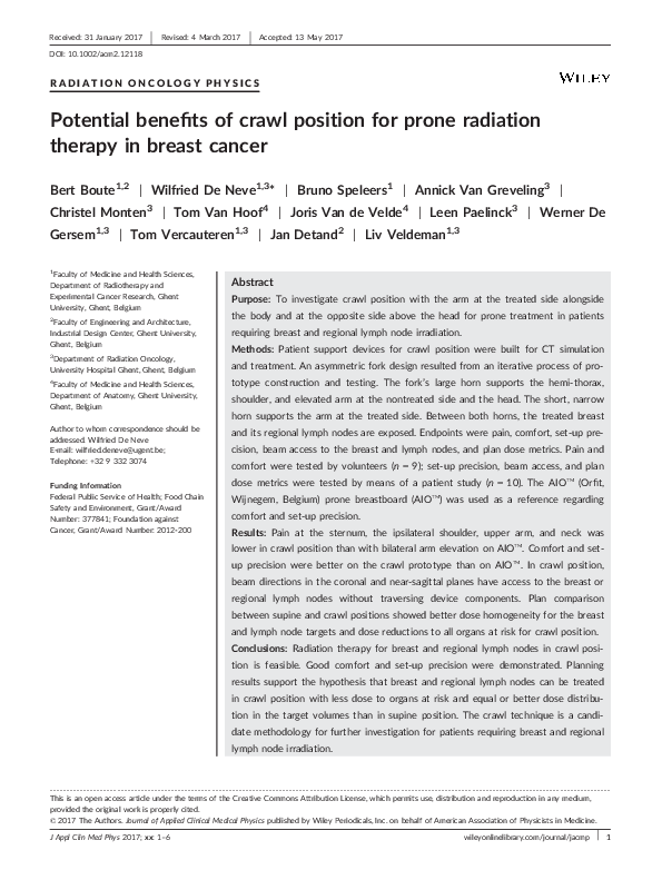 (PDF) Potential benefits of crawl position for prone radiation therapy ...