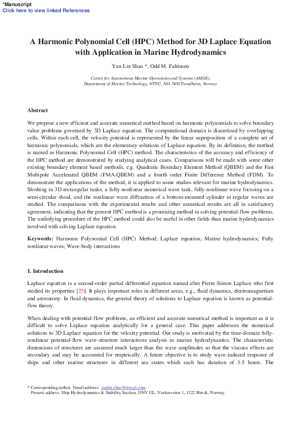 (PDF) A harmonic polynomial cell (HPC) method for 3D Laplace equation ...