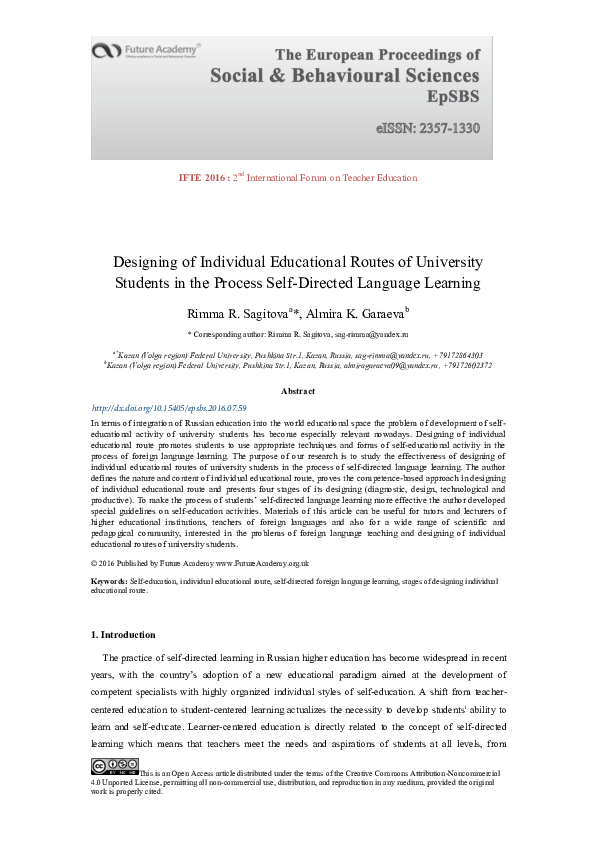 (PDF) Designing of Individual Educational Routes of University Students ...