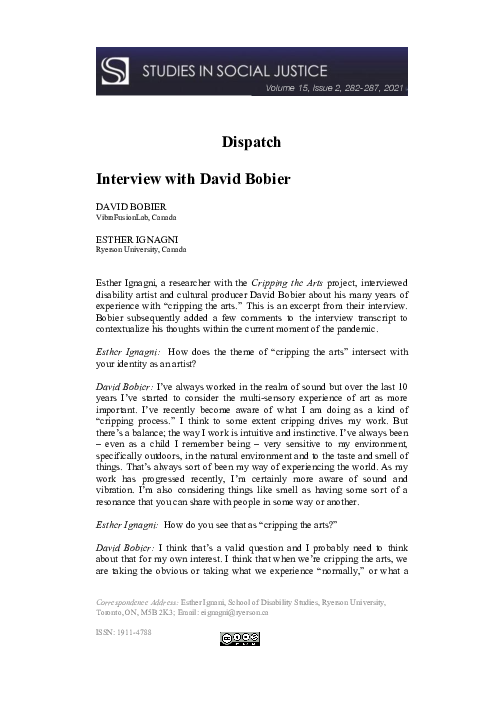 (PDF) Interview with David Bobier (Dispatch)