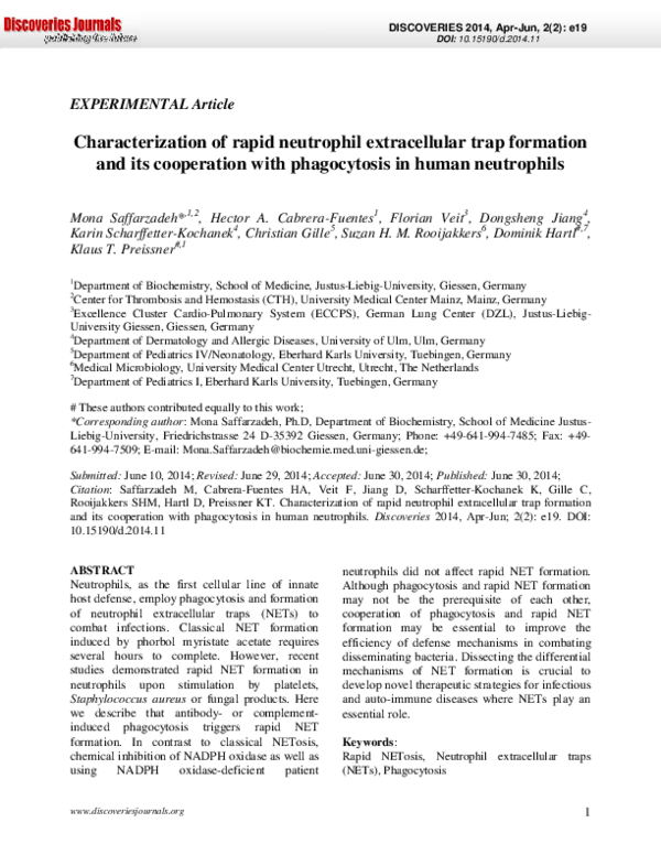 (PDF) Characterization of rapid neutrophil extracellular trap formation ...