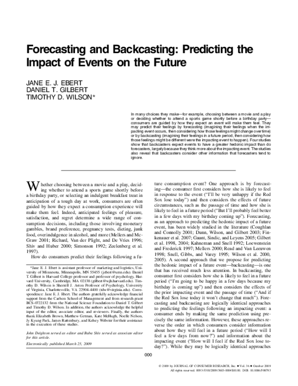 (PDF) Forecasting and backcasting: predicting the impact of events on ...