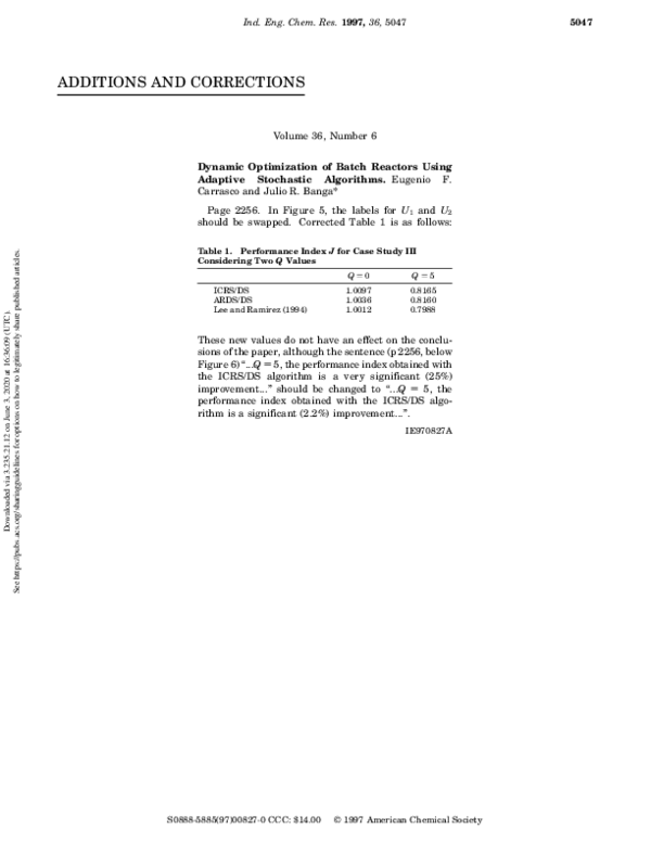 Pdf Dynamic Optimization Of Batch Reactors Using Adaptive Stochastic