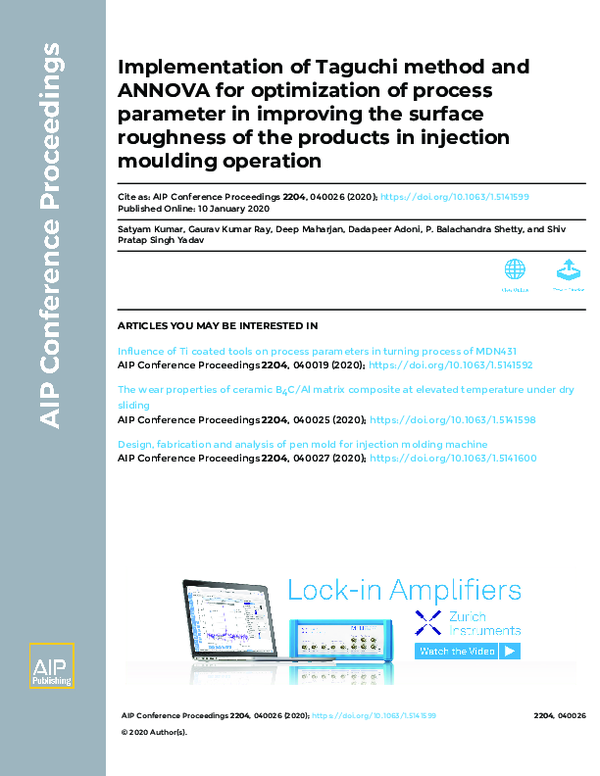 Pdf Implementation Of Taguchi Method And Annova For Optimization Of