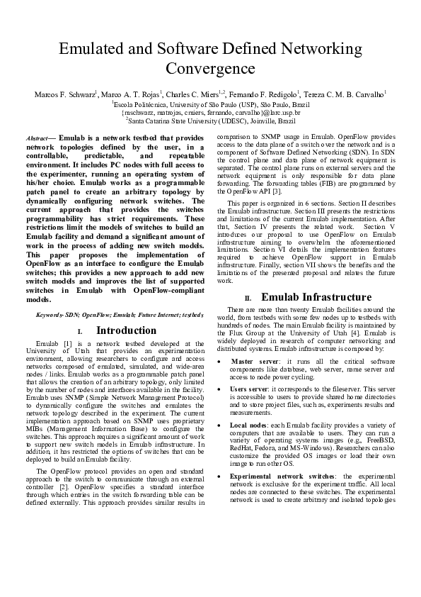 (PDF) Emulated and software defined networking convergence