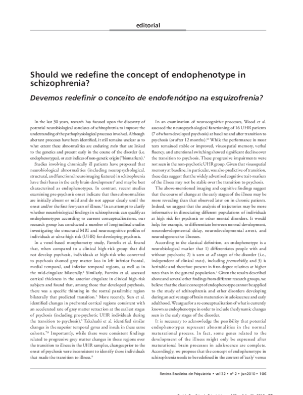 (PDF) Should we redefine the concept of endophenotype in schizophrenia?