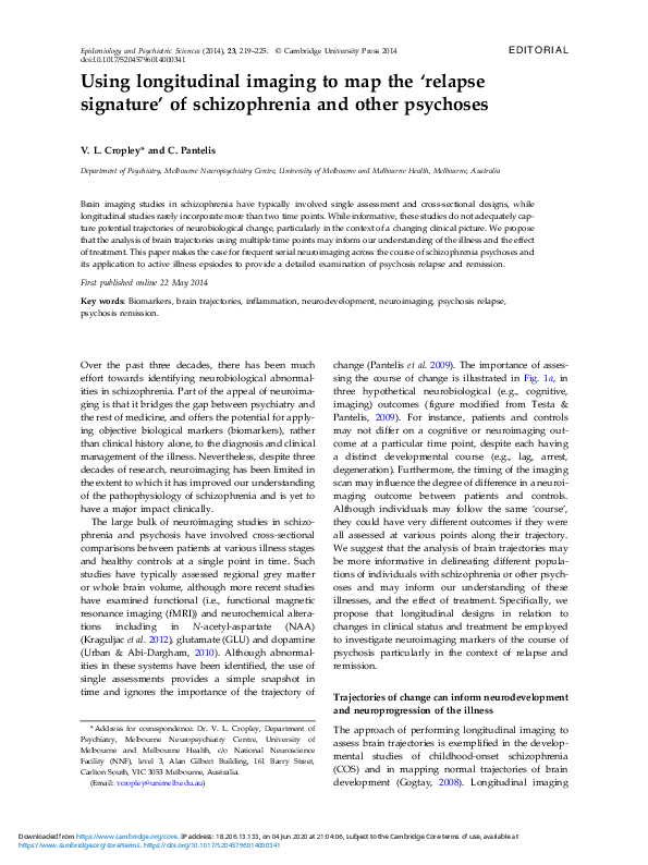 (PDF) Using longitudinal imaging to map the 'relapse signature' of ...