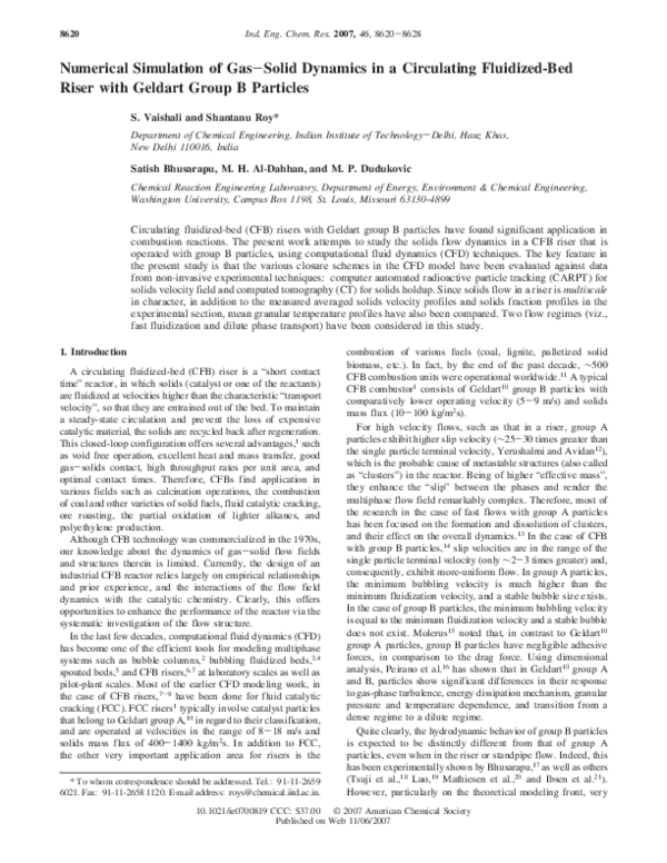 (PDF) Numerical Simulation of Gas−Solid Dynamics in a Circulating ...