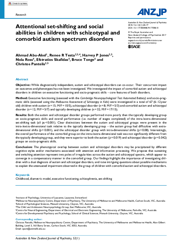 (PDF) Attentional set-shifting and social abilities in children with ...