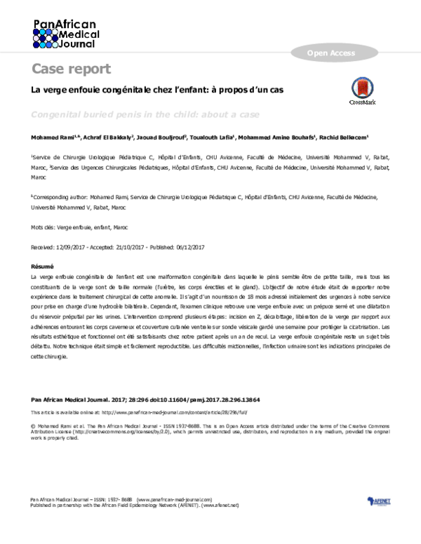 (PDF) [Congenital buried penis in the child: about a case]