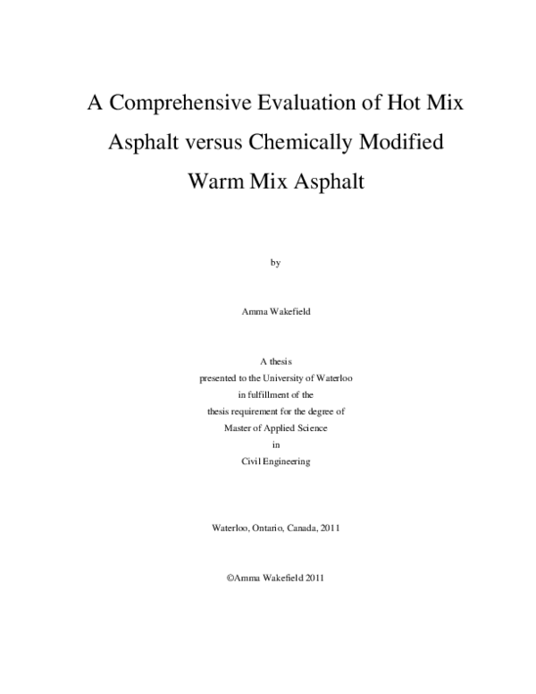 Pdf A Comprehensive Evaluation Of Hot Mix Asphalt Versus Chemically Modified Warm Mix Asphalt