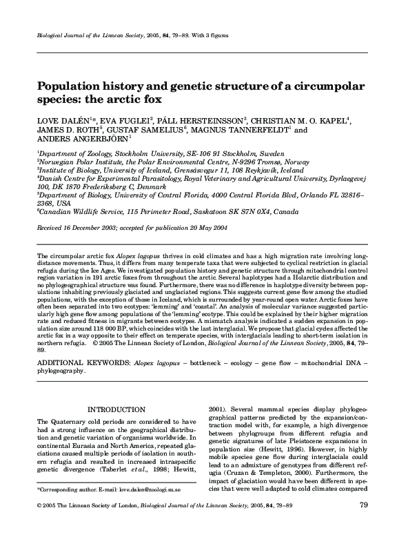 (PDF) Population history and genetic structure of a circumpolar species ...
