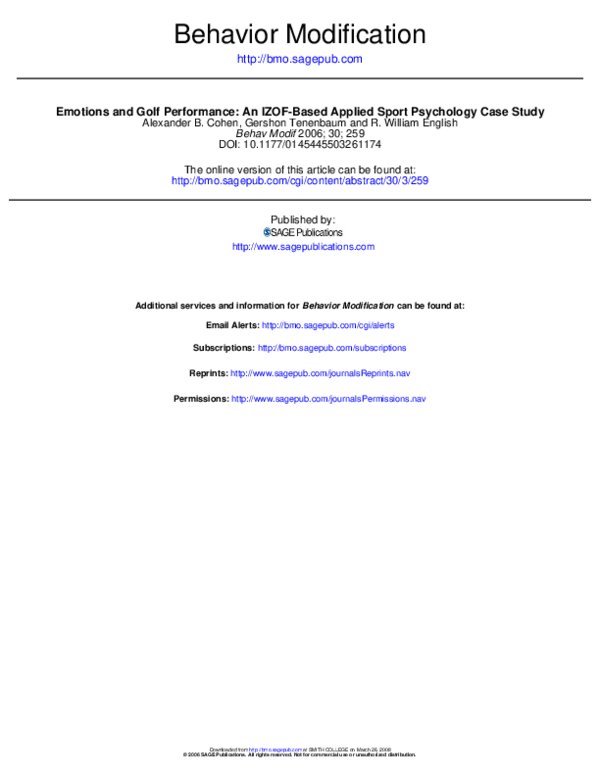 (PDF) Emotions and Golf Performance: An IZOF-Based Applied Sport ...