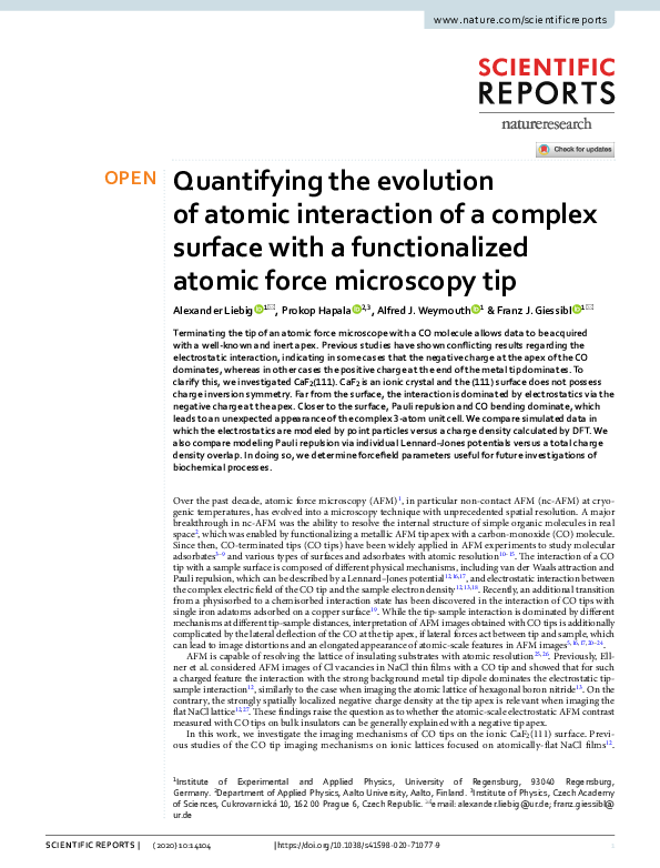 (PDF) Quantifying the evolution of atomic interaction of a complex surface with a functionalized ...