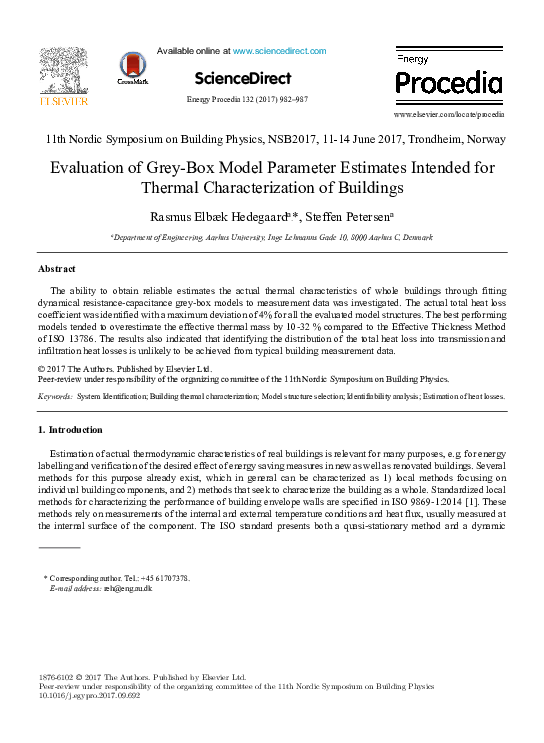 (PDF) Evaluation of Grey-Box Model Parameter Estimates Intended for ...