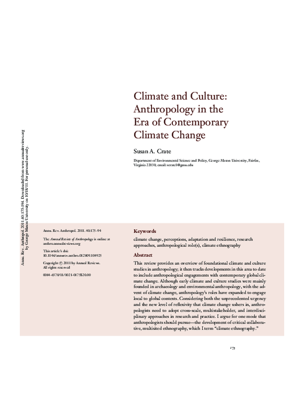 (PDF) Climate and Culture: Anthropology in the Era of Contemporary ...