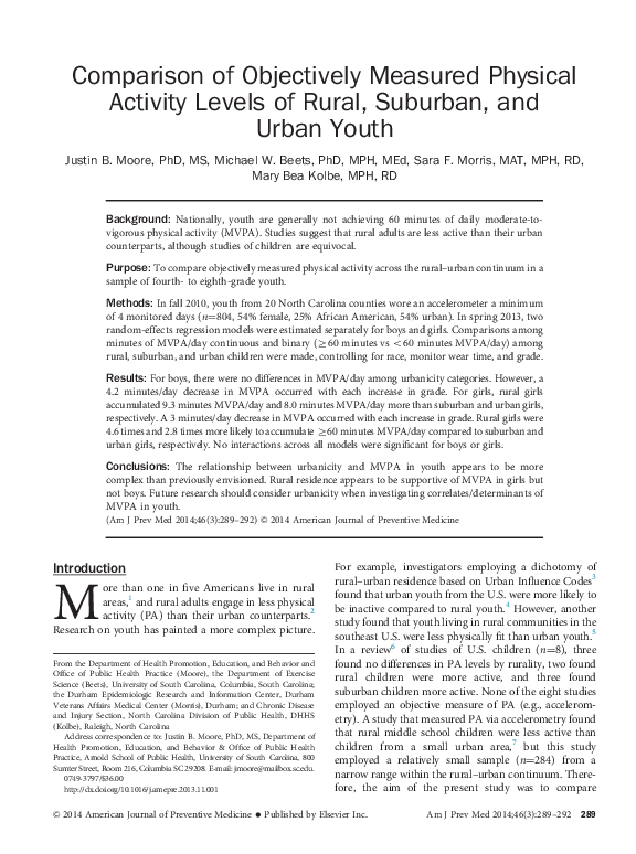 (PDF) Comparison of Objectively Measured Physical Activity Levels of ...