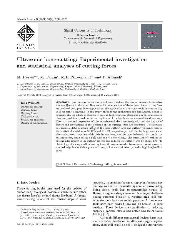 Pdf Ultrasonic Bone Cutting Experimental Investigation And
