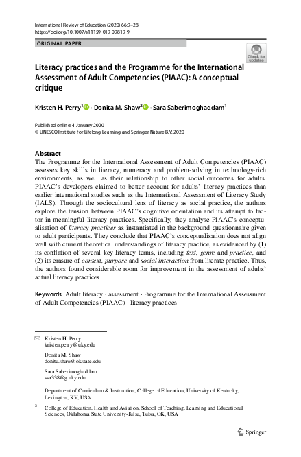 (PDF) Literacy practices and the Programme for the International ...