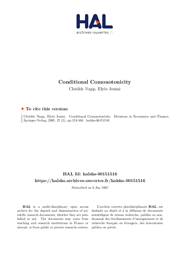 (PDF) Conditional comonotonicity