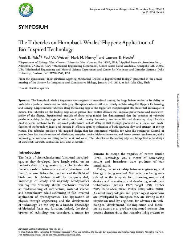 (PDF) The Tubercles on Humpback Whales' Flippers: Application of Bio ...