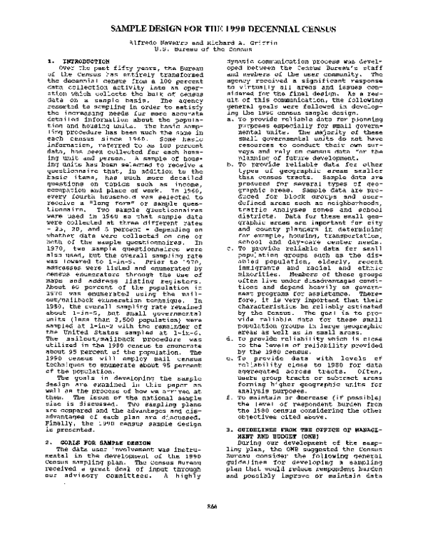 (PDF) Sample Design for the 1990 Decennial Census | Alfredo Navarro ...