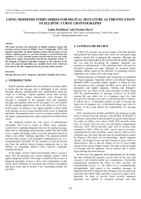 (PDF) Using Modified Stern Series for Digital Signature Authentication ...