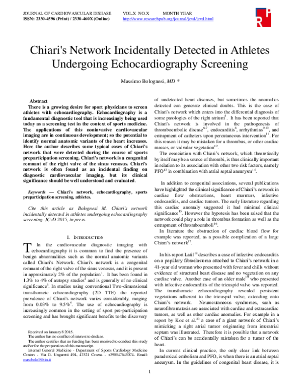 (PDF) Chiari's Network Incidentally Detected in Athletes Undergoing ...