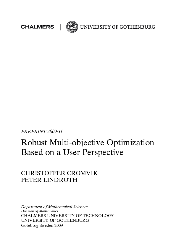 (PDF) Robust Multi-objective Optimization Based on a User Perspective
