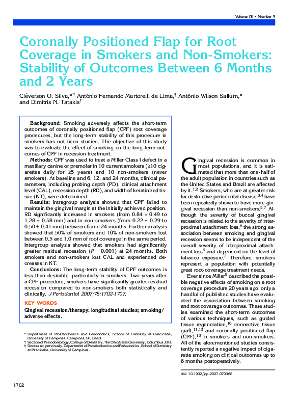 (PDF) Coronally Positioned Flap for Root Coverage in Smokers and Non ...