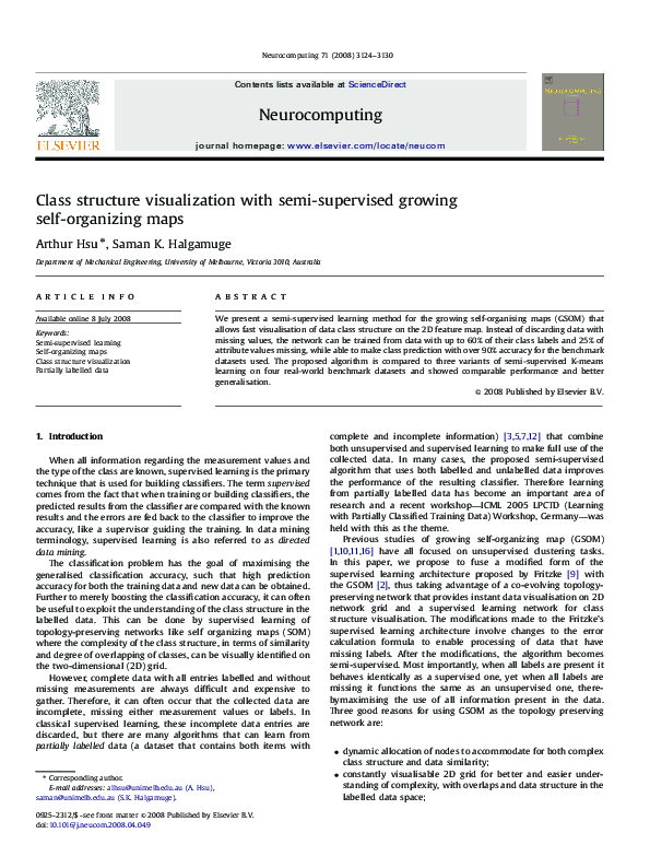 (PDF) Class structure visualization with semi-supervised growing self-organizing maps