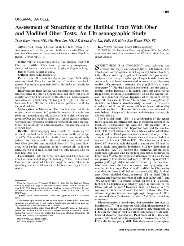 (PDF) Assessment of Stretching of the Iliotibial Tract With Ober and ...