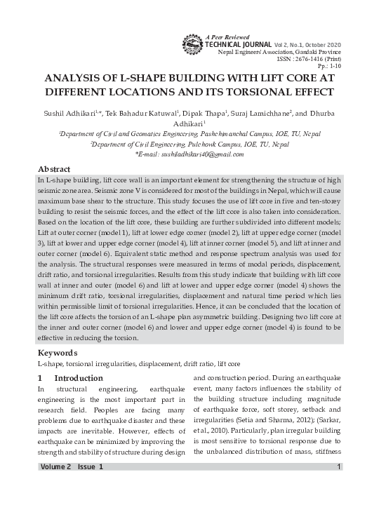 (PDF) Analysis of L-Shape Building with Lift Core at Different ...