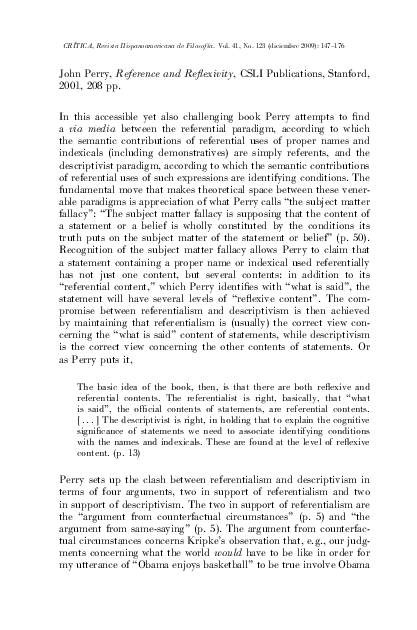 (PDF) John Perry, Reference and Reflexivity