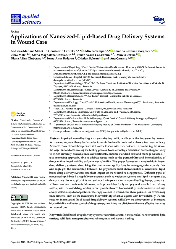 (PDF) Applications of Nanosized-Lipid-Based Drug Delivery Systems in Wound Care