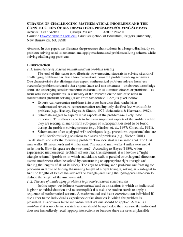 (PDF) Strands of challenging mathematical problems and the construction ...