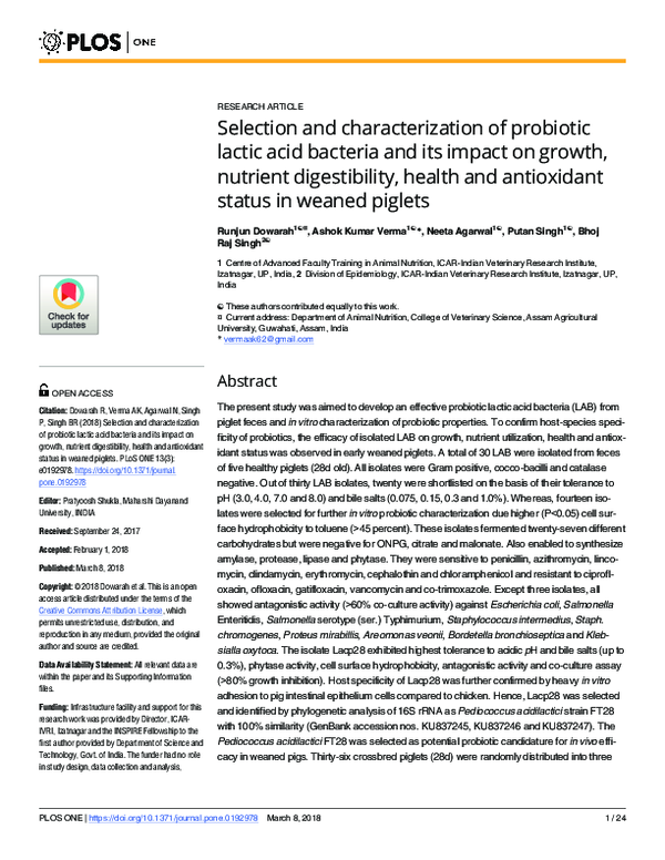 (PDF) Selection and characterization of probiotic lactic acid bacteria and its impact on growth ...